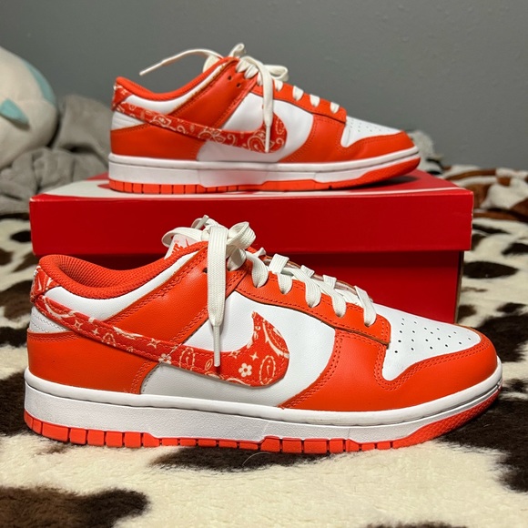 Nike | Shoes | Nike Orange Paisley Dunks | Poshmark